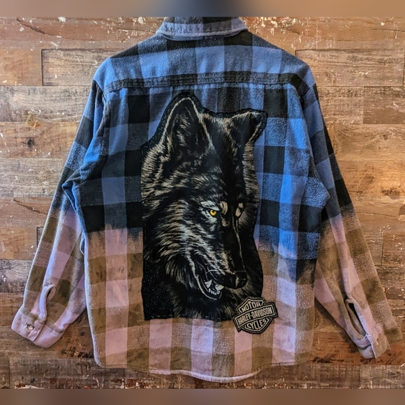 Hand Crafted | Tops | Upcycled Handcrafted Dip Dyed Bleached Flannel ...